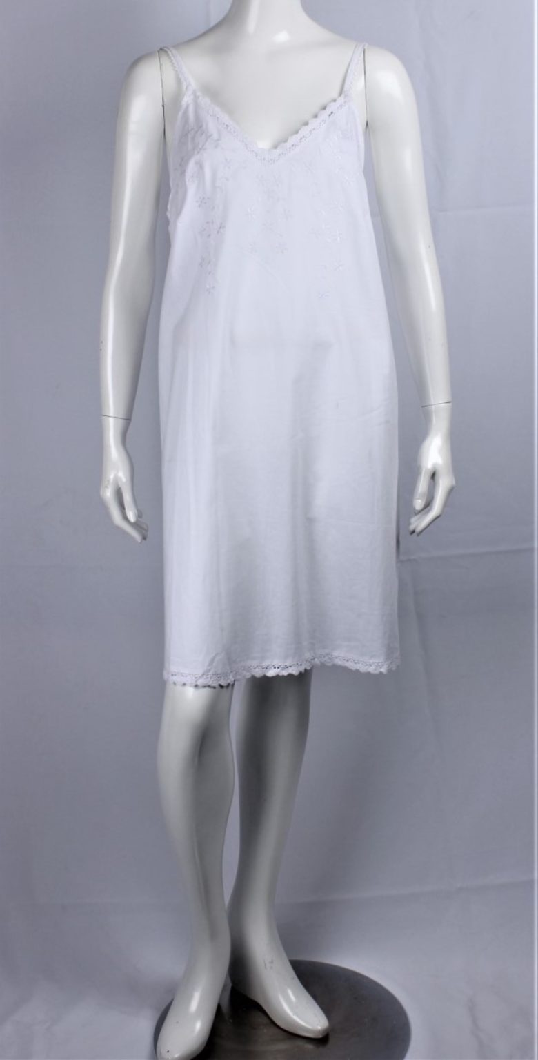 Embroidered Shoe String Strap Nightie - River Nile